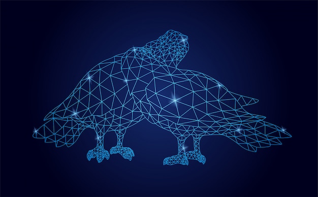 Geometric Falcons Soaring in Starry Night Sky | Jiffy Designs