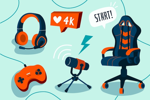 Vibrant Gaming Essentials: Headphones, Controller, and Streaming Gear ...
