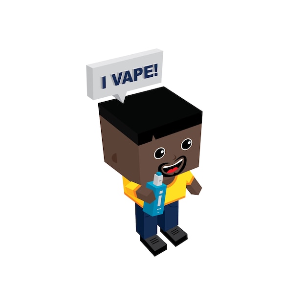 Smiling Cartoon Character Holding a Vape Device and Sign | Jiffy Designs