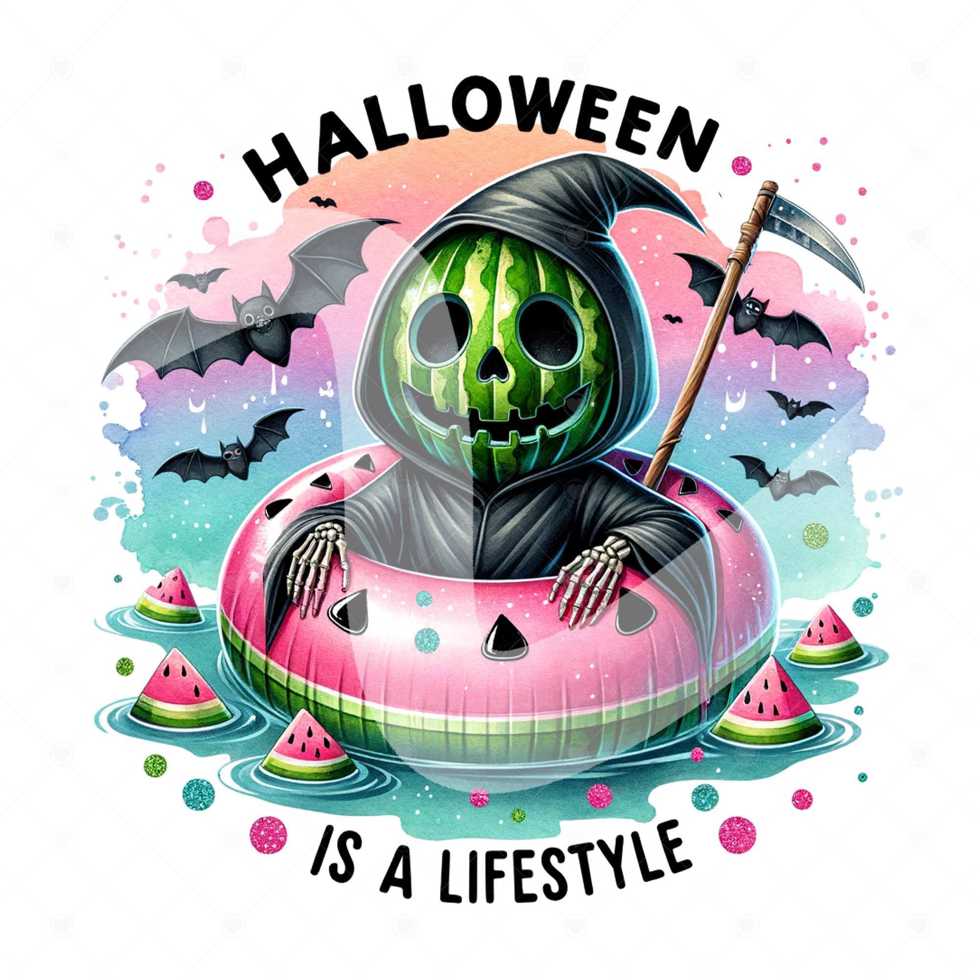'Halloween Is A Lifestyle' Featuring Whimsical Grim Reaper in ...