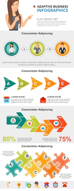 Vibrant Adaptive Business Infographic Collection with Diverse Graphical ...