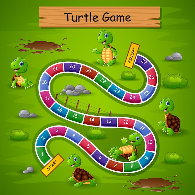 Colorful Turtle Board Game Illustration with Cute Characters | Jiffy ...