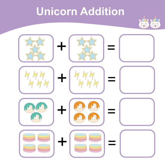 Charming Unicorn-Themed Addition Math Worksheet | Jiffy Designs