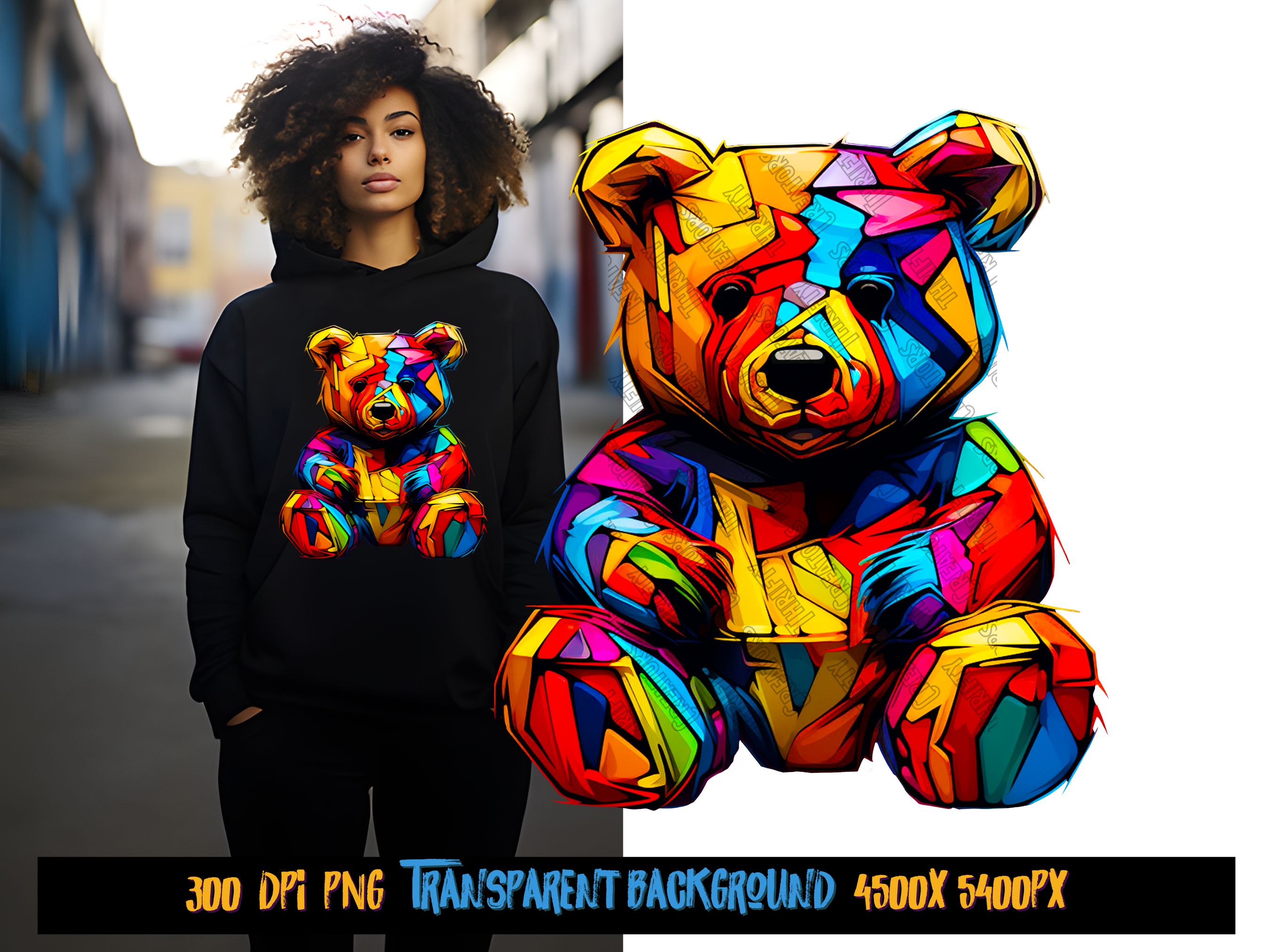 'Colorful Geometric Bear' Vibrant Abstract Bear with Bold Geometric ...