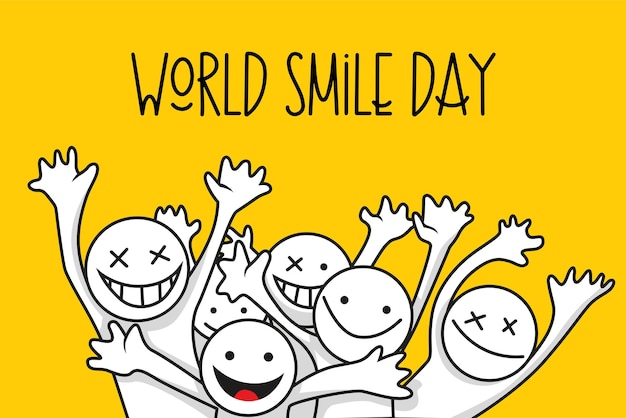 Joyful Smiley Faces Celebrating World Smile Day on Yellow | Jiffy Designs