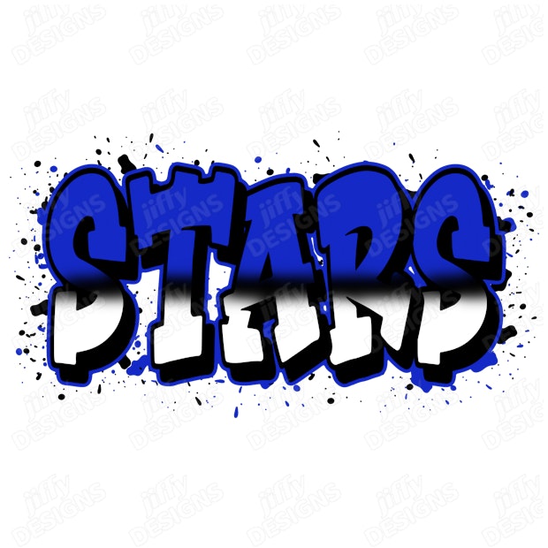 'Stars' Graffiti-Style Text with Bold Blue and White Contrast | Jiffy ...