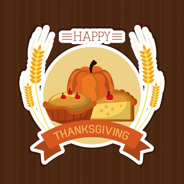 Festive Thanksgiving Emblem with Pumpkin Pie and Wheat | Jiffy Designs