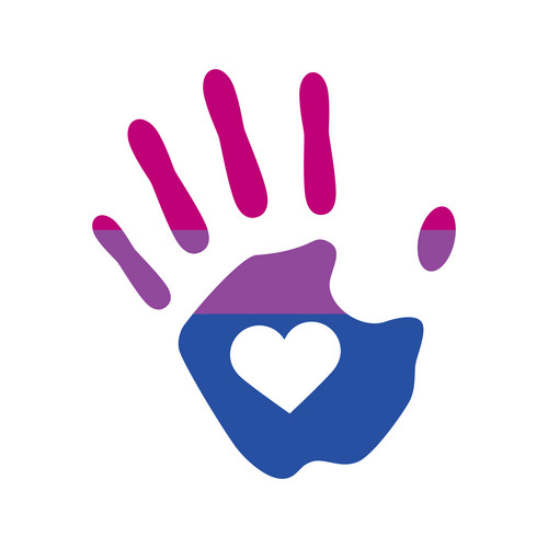 Handprint With Heart Bisexual Pride Flag Icon Vector. Palm Print ...