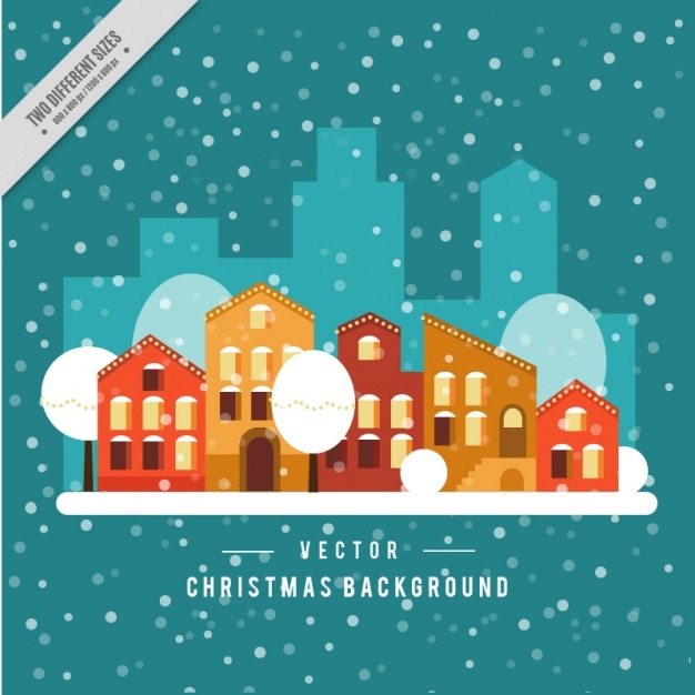 Charming Winter Cityscape with Snowy Rooftops and Twinkling Lights ...