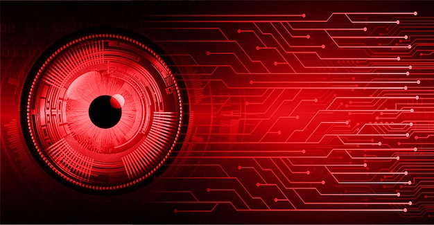 Futuristic Red Cyberpunk Eye and Circuit Board Backdrop | Jiffy Designs
