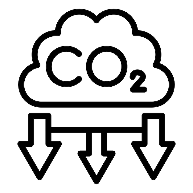 Minimalist CO2 Emissions Icon with Downward Arrows | Jiffy Designs