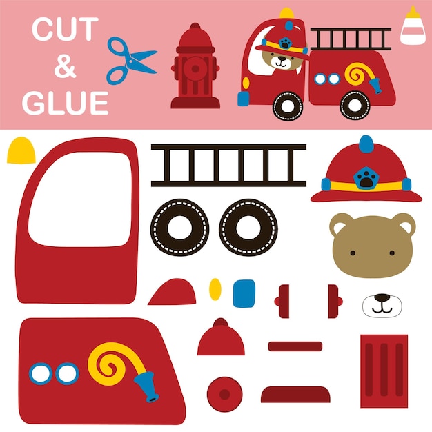 Vibrant Fire Truck and Firefighter Cut-and-Glue Craft Set | Jiffy Designs