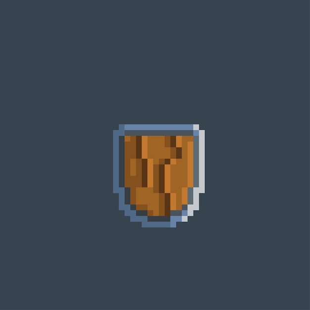 Vibrant Pixel Art Shield with Rustic Tones | Jiffy Designs