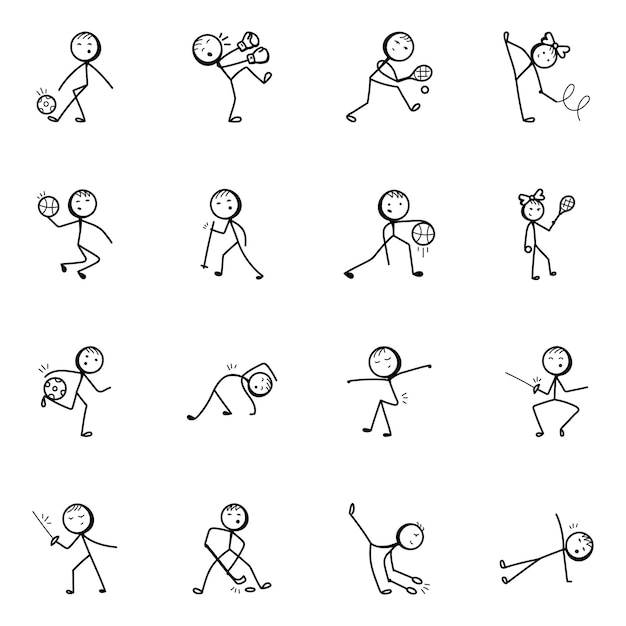 Diverse Collection of Playful Stick Figure Illustrations | Jiffy Designs