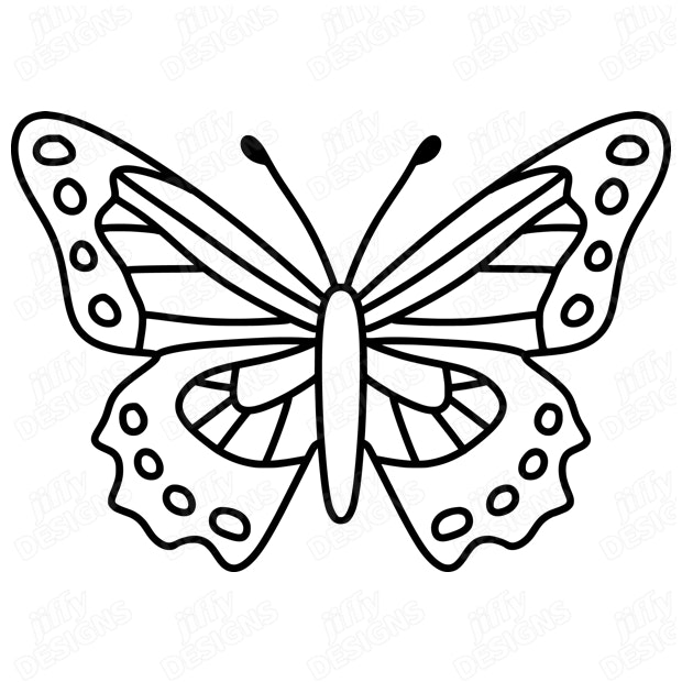 Elegant Butterfly Outline with Intricate Wing Patterns and Delicate ...
