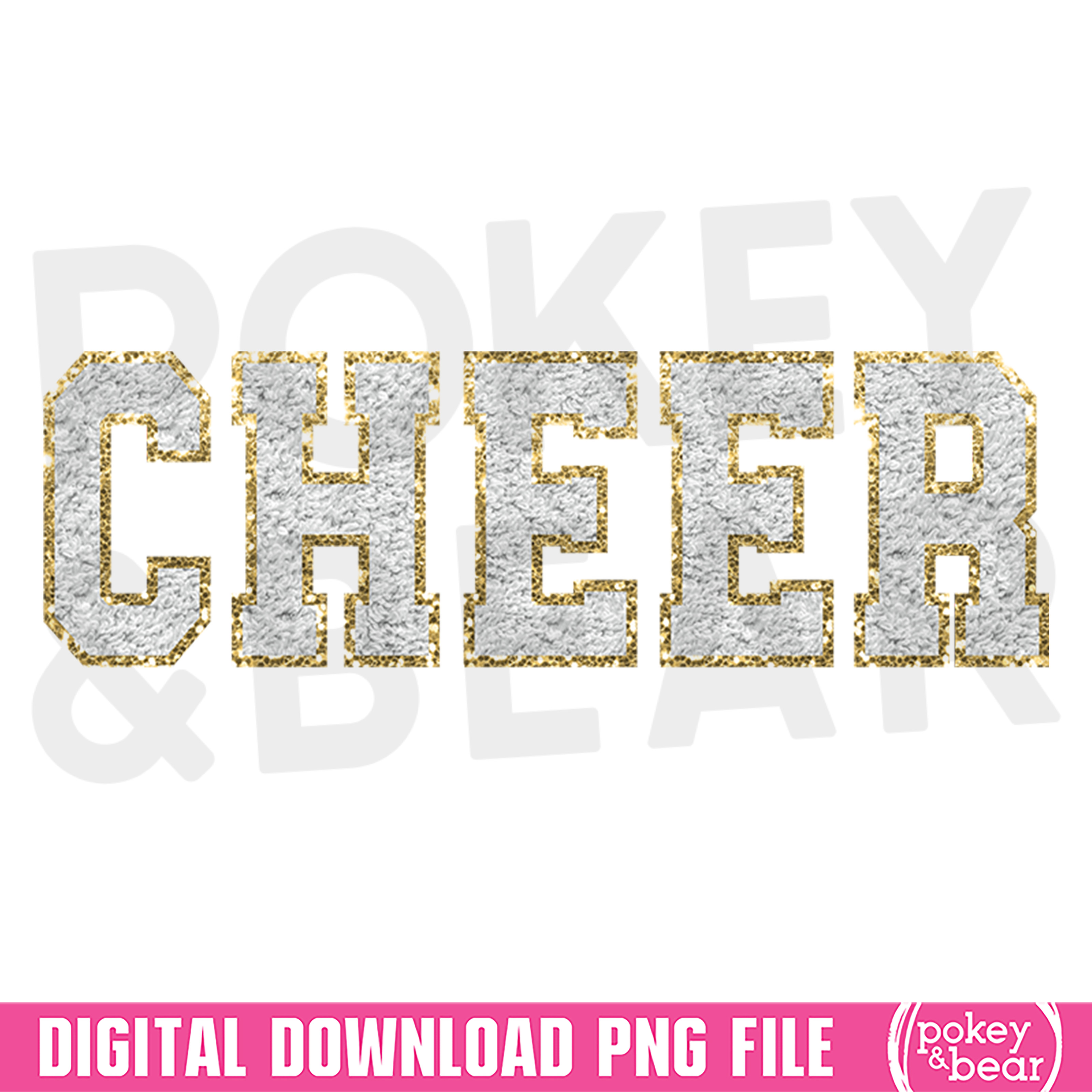 'Cheer' Glittering Silver Letters with Golden Outline | Jiffy Designs