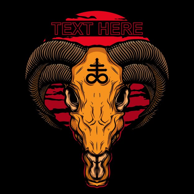 Mystical Ram Skull with Occult Symbols and Fiery Backdrop | Jiffy Designs
