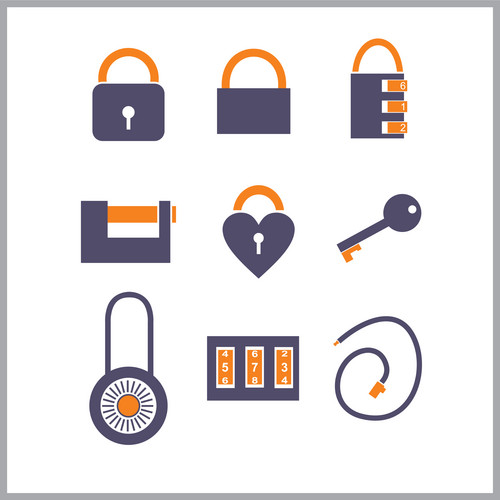 Various Locks Icons With A Key Over The White | Jiffy Designs