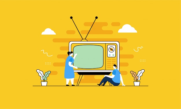 Retro Television Set with Whimsical Cartoon Characters | Jiffy Designs
