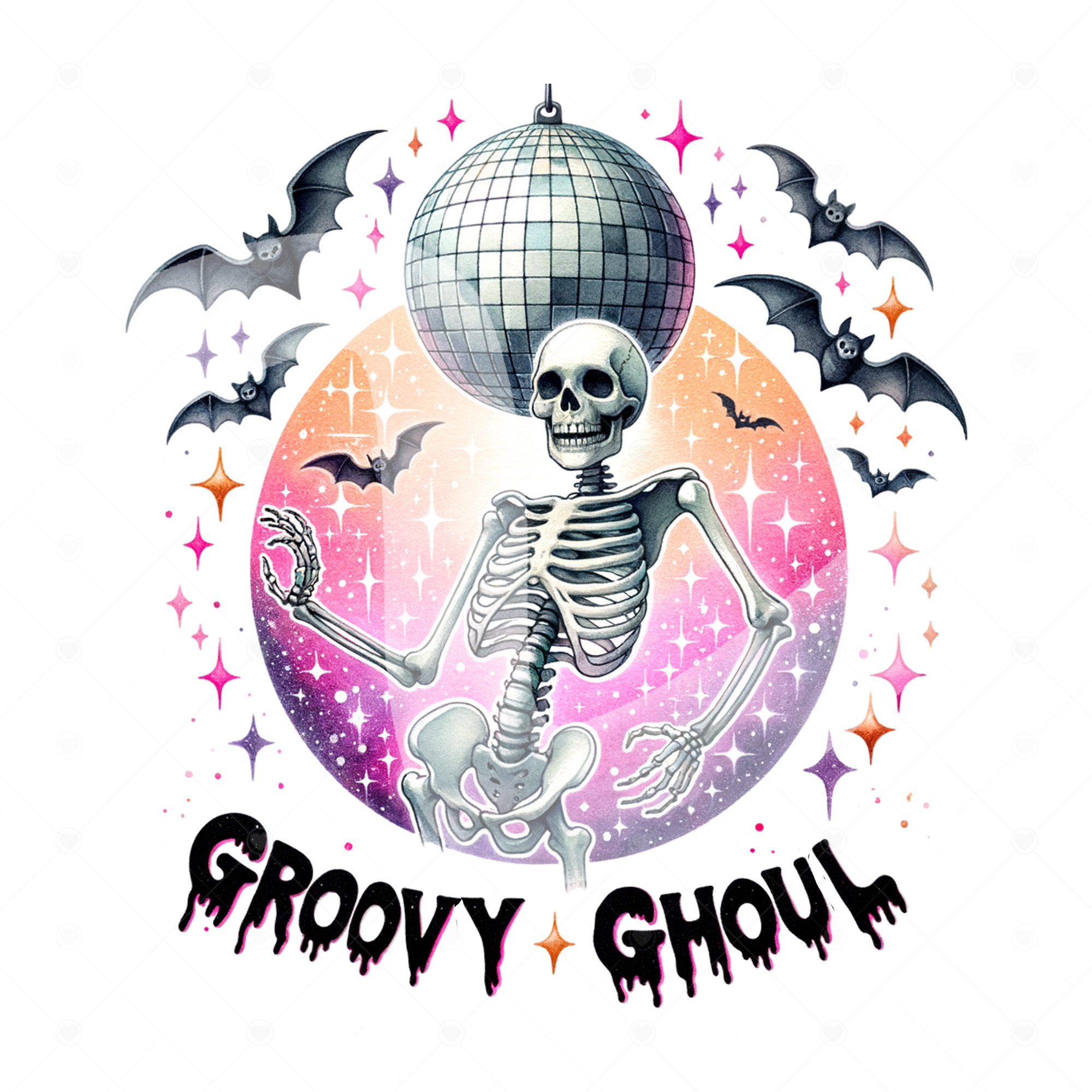 'Groovy Ghoul' Dancing Skeleton with Disco Ball and Bats | Jiffy Designs