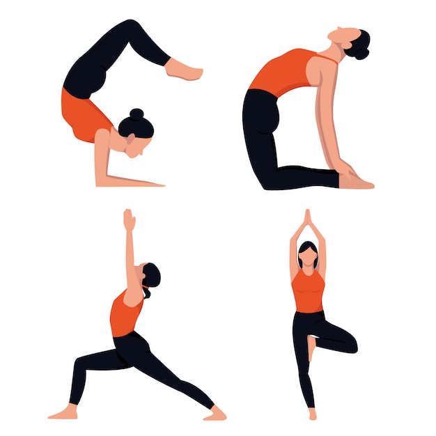 Vibrant Yoga Poses: Graceful Figures in Vivid Colors | Jiffy Designs