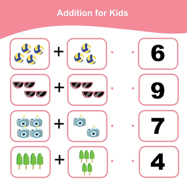 Playful Addition Practice with Vibrant Icons for Kids | Jiffy Designs