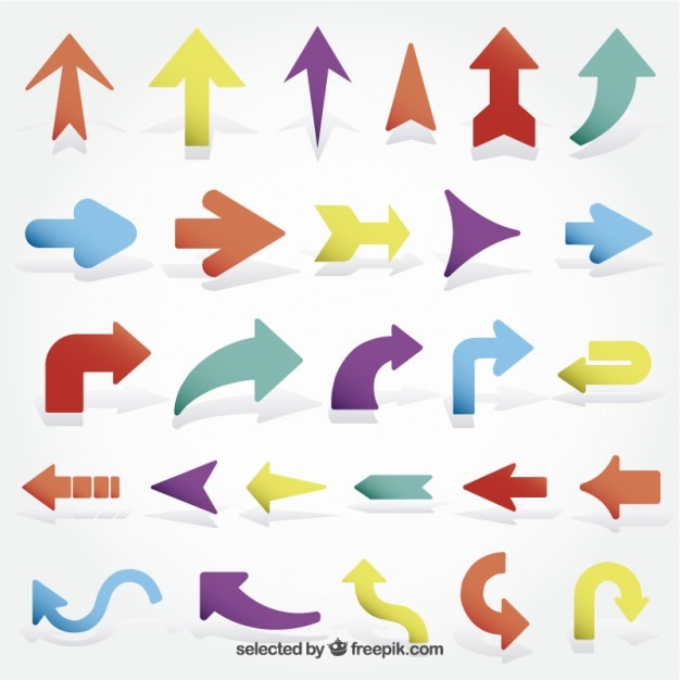 Vibrant Multicolored Arrow Icons Collection for Stickers and Clipart ...