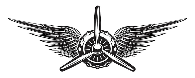 Majestic Winged Propeller Emblem with Radiant Center | Jiffy Designs
