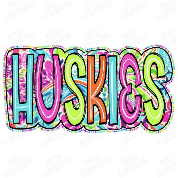 'Huskies' Vibrant Graffiti-Style Lettering with Psychedelic Patterns ...