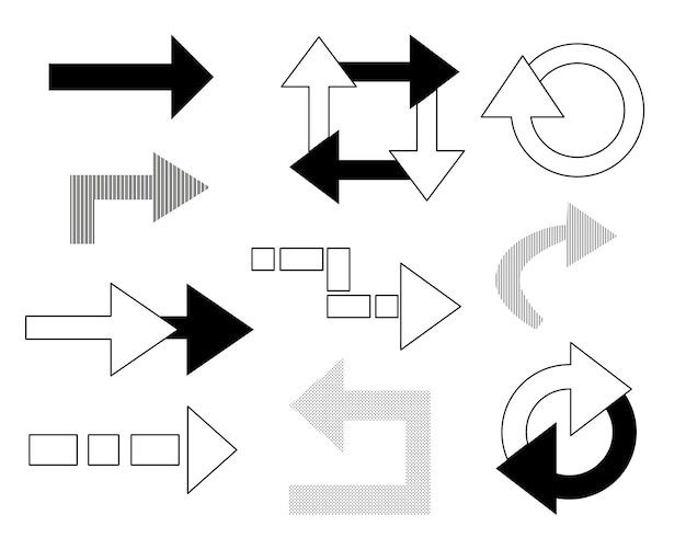 Minimalist Monochrome Arrow Symbols Pointing in Various Directions ...
