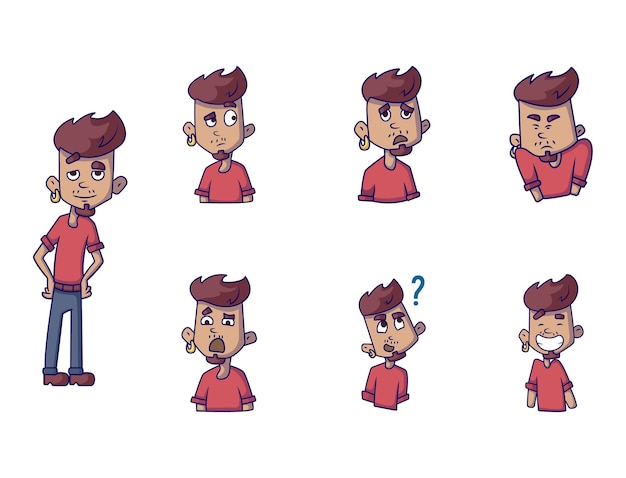 Expressive Cartoon Characters in Vibrant Red Outfits | Jiffy Designs