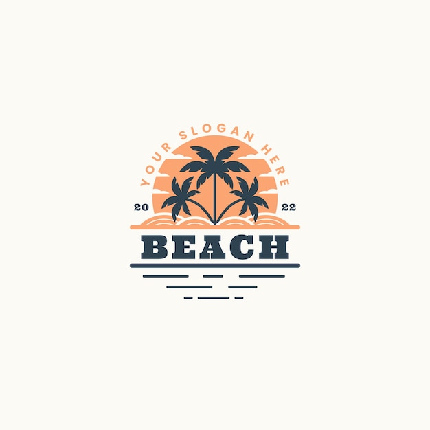 Vibrant Beach Emblem with Iconic Palm Trees | Jiffy Designs