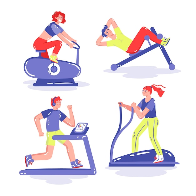 Diverse Collection of Vibrant Fitness and Workout Illustrations | Jiffy ...