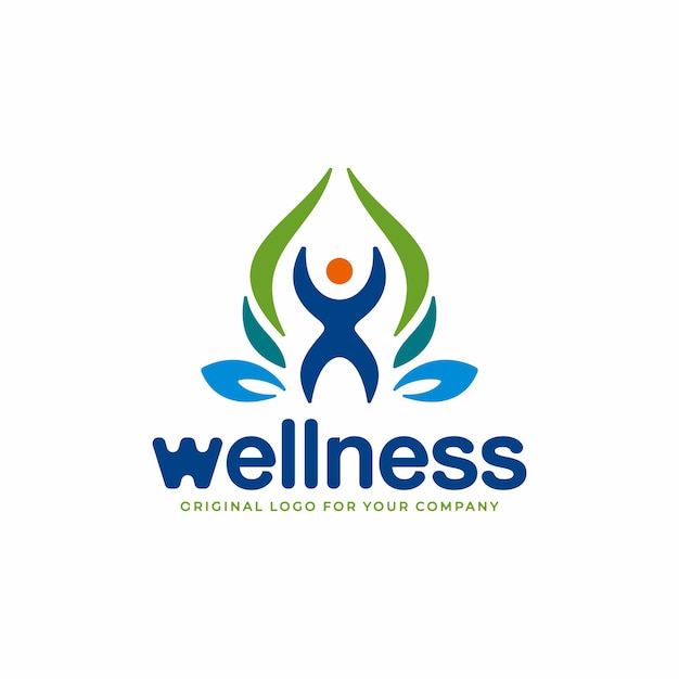 Vibrant Wellness Symbol with Leaf and Human Silhouette | Jiffy Designs