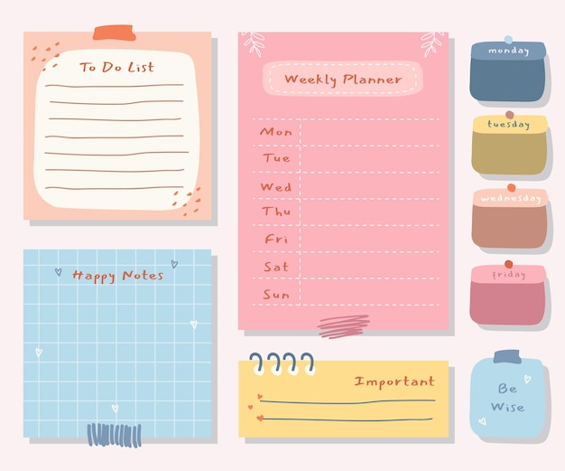 Vibrant Stationery Elements with Planners, Lists, and Reminders | Jiffy ...