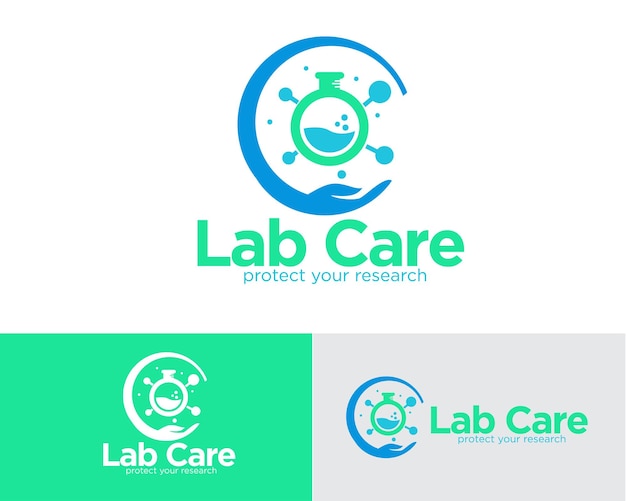 Vibrant Lab Care Logo with Scientific Glassware Symbols | Jiffy Designs