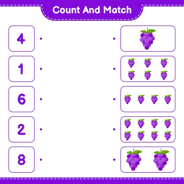 Vibrant Purple Grapes Counting and Matching Activity | Jiffy Designs