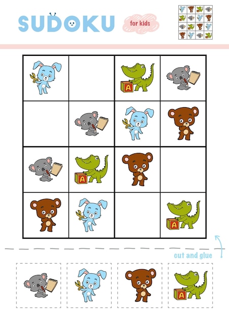 Cute Animal Sudoku Puzzle for Kids with Diverse Creatures | Jiffy Designs