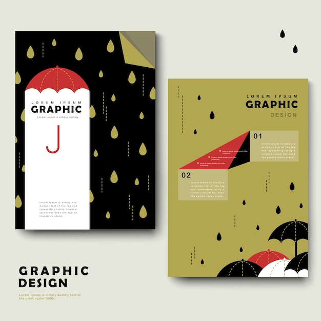 Rainy Day Graphic Design Posters with Vibrant Umbrellas | Jiffy Designs