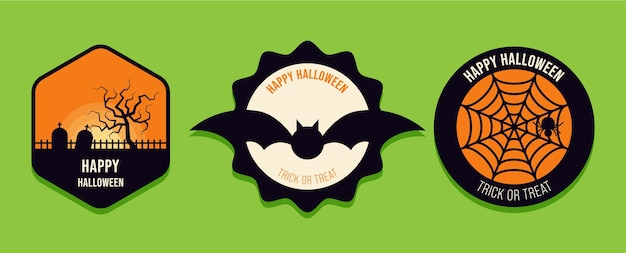 Spooky Halloween Emblems with Haunting Silhouettes and Playful Motifs ...