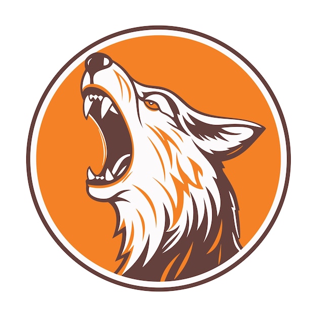 Powerful Howling Wolf Icon in Vibrant Orange Circle | Jiffy Designs