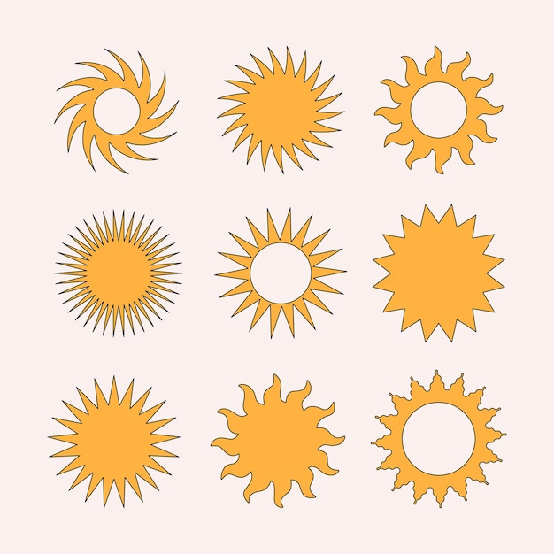 Vibrant Collection of Stylized Sun Symbols and Icons | Jiffy Designs