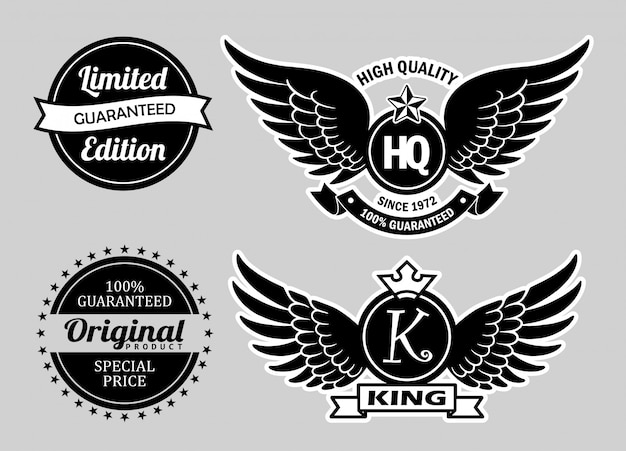 Vintage Winged Emblems with Badges and Typographic Elements | Jiffy Designs