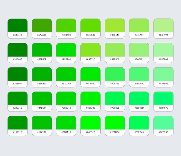 Vibrant Green Color Palette with Diverse Shades and Hues | Jiffy Designs