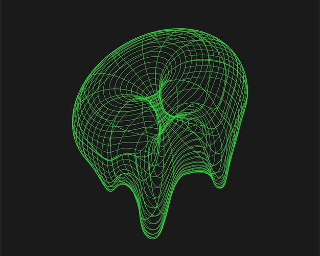 Glowing Green Wireframe Alien Brain on Dark Background | Jiffy Designs