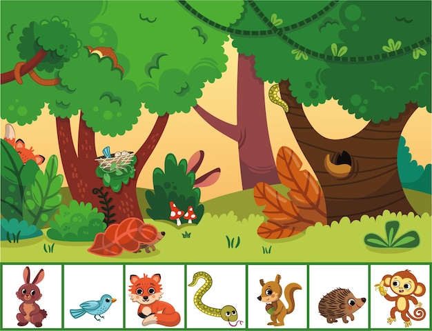 Charming Forest Animals in Vibrant Nature Illustration | Jiffy Designs