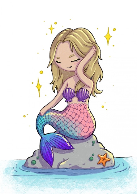 Enchanting Mermaid Resting on Seabed with Sparkling Accents | Jiffy Designs