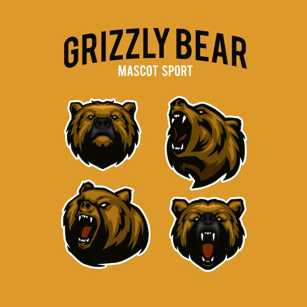 Fierce Grizzly Bear Mascot Sport Collection in Bold Colors | Jiffy Designs