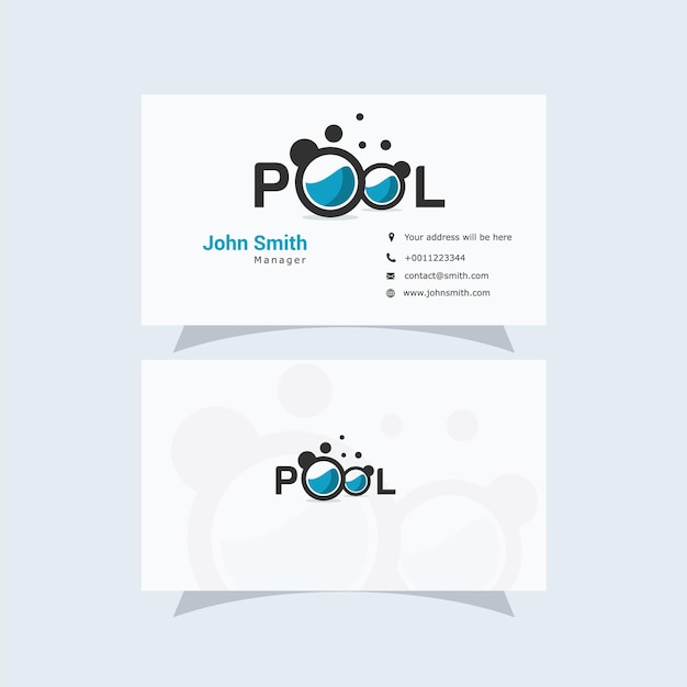 Elegant Pool Service Business Card with Aquatic Bubbles | Jiffy Designs