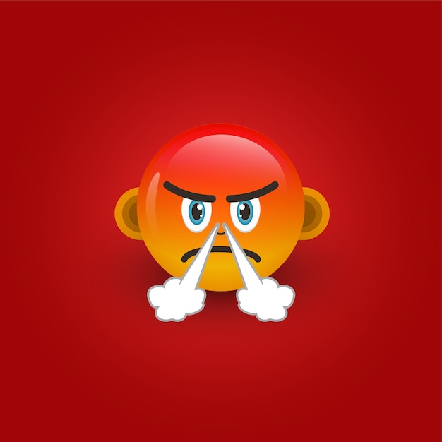 Angry Cartoon Character with Puffed Cheeks on Red | Jiffy Designs